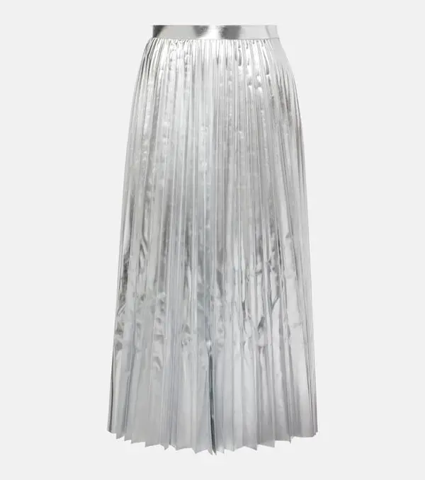 Junya Watanabe Pleated Metallic Midi Skirt - Silver