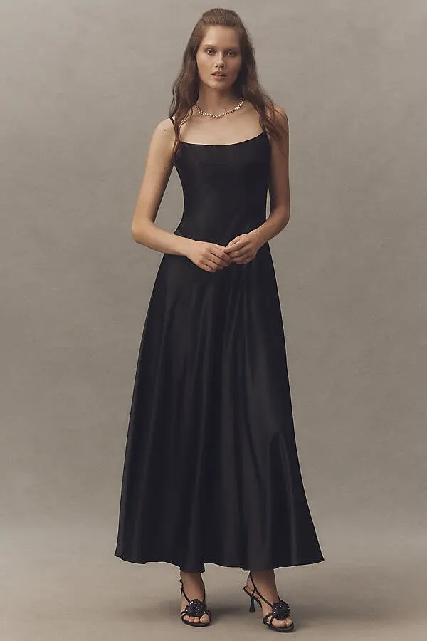 MARE MARE Emmy Satin Corset Maxi Dress - Black