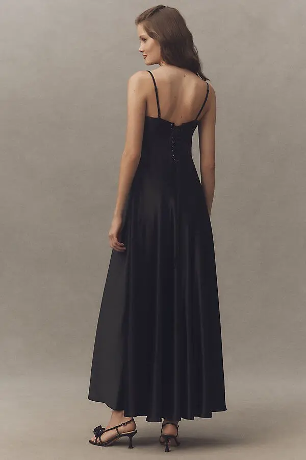 MARE MARE Emmy Satin Corset Maxi Dress - Black
