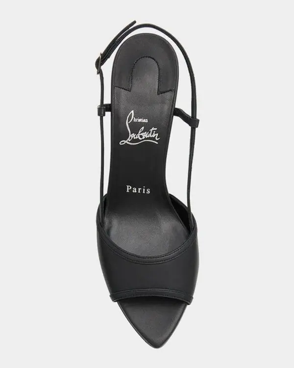 CHRISTIAN LOUBOUTIN 80mm Miss Z Leather Slingback Sandals - Black