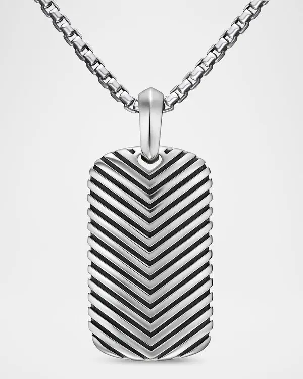 David Yurman Chevron Tag Enhancer In Sterling - Silver