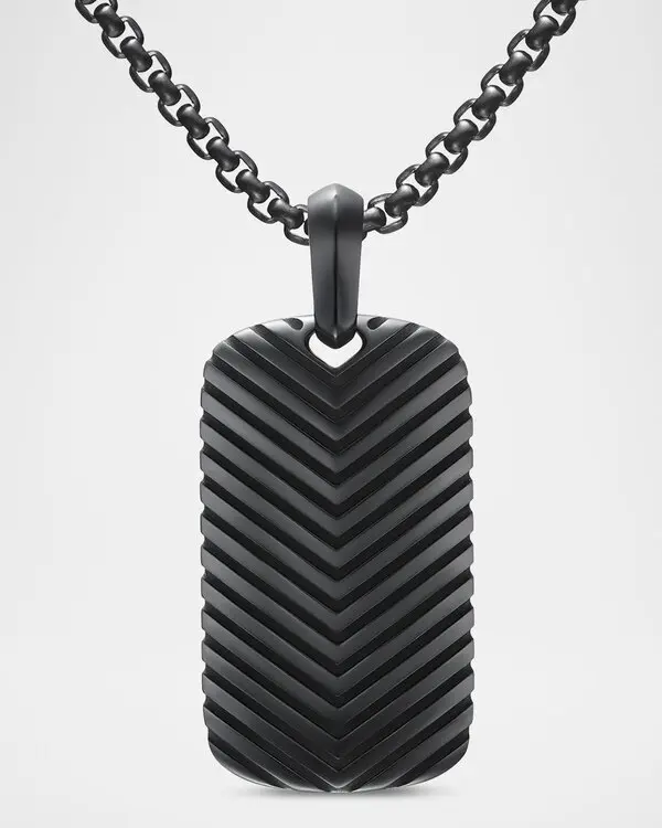 David Yurman Chevron Tag Enhancer In Titanium - Black Titan