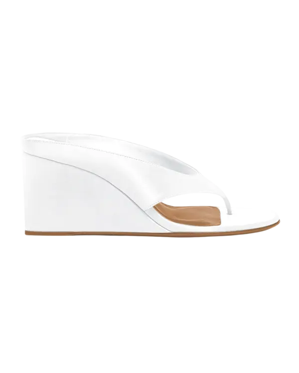 Alaïa - ALAIA Satin Wedge Thong Mules