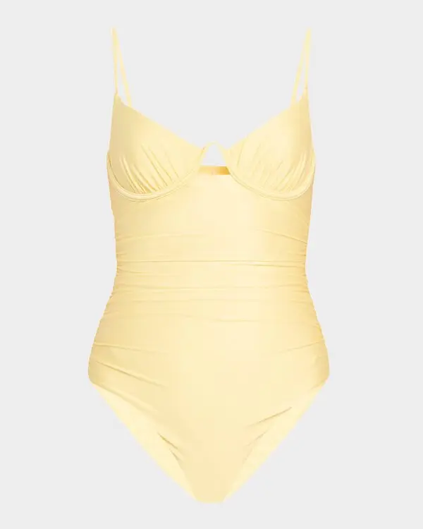 Simkhai Laine Ruched Underwire One-piece Swimsuit - Buttercream