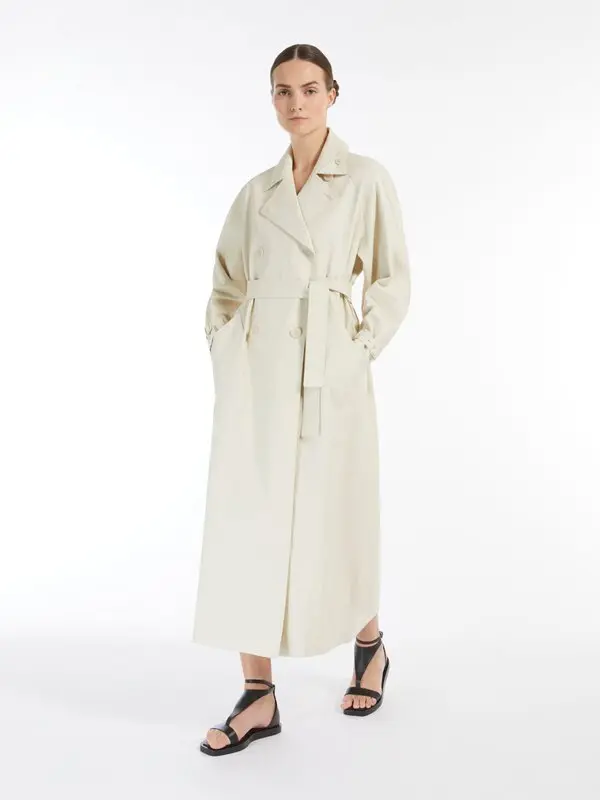 Max Mara Long Linen Trench Coat In Beige - 30% Off | Editorialist