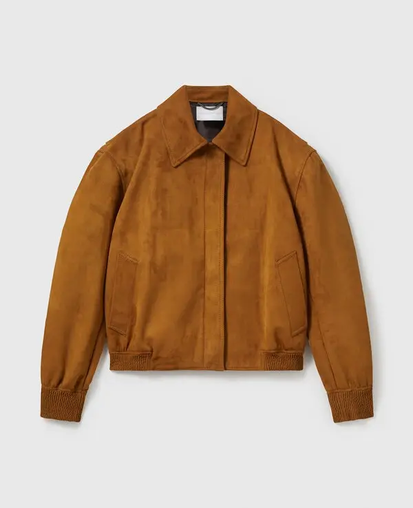 Stella McCartney Boxy Collared Bomber Jacket - Walnut