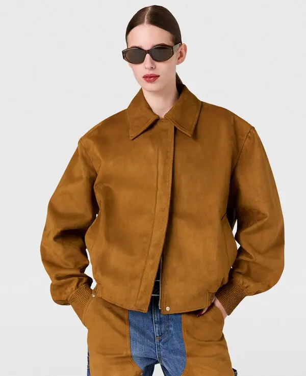 Stella McCartney Boxy Collared Bomber Jacket - Walnut