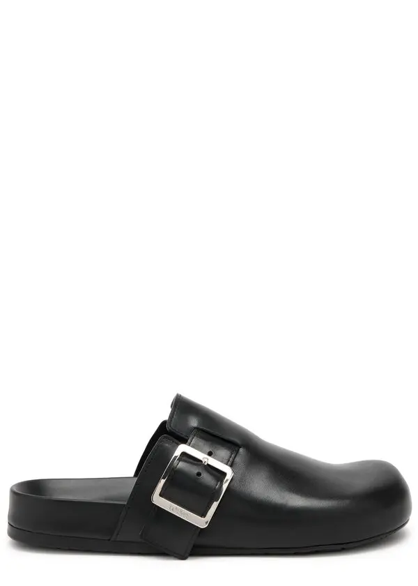 Loewe Buckle Leather Sliders - Black
