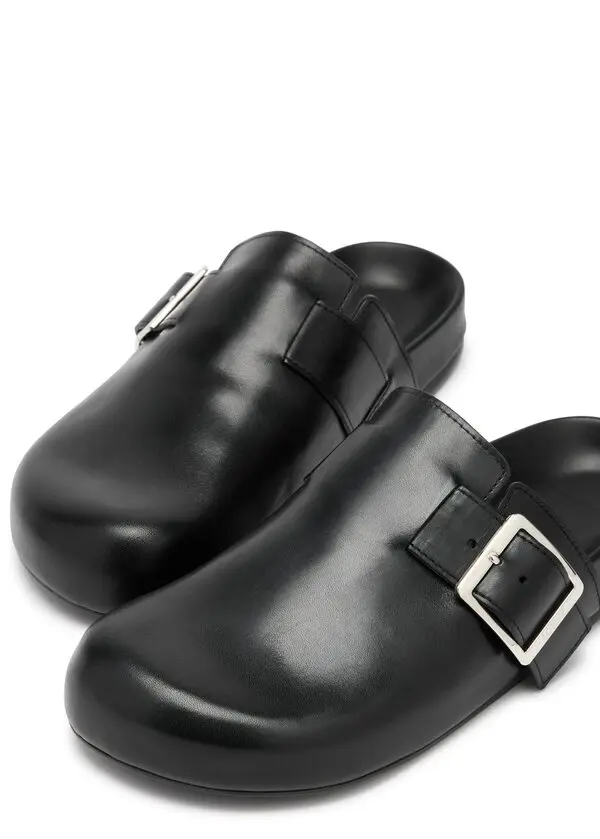 Loewe Buckle Leather Sliders - Black