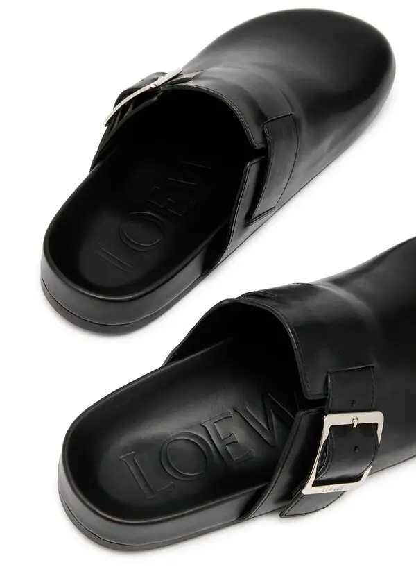 Loewe Buckle Leather Sliders - Black