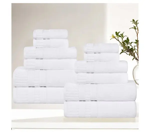 SUPERIOR 12-piece Venice Zero Twist Cotton Soft Towel Set - One-color
