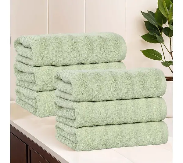 SUPERIOR 6 Piece Zuma Zero Twist Cotton Soft Ha Nd Towel Set - One-color