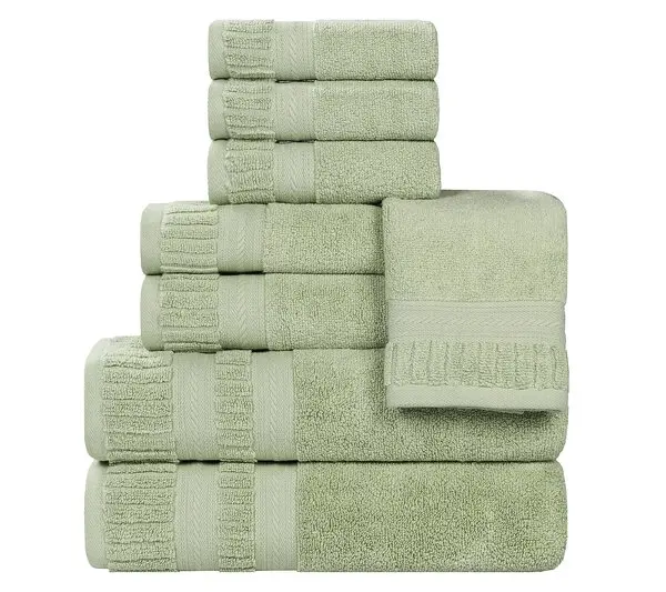 SUPERIOR 8-piece Venice Zero Twist Cotton Soft Owel Set - One-color