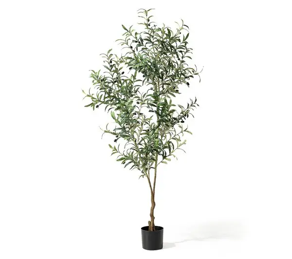 GLITZHOME 6ft Artificial Olive Tree In Pot