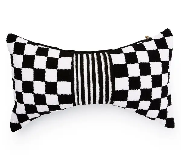 MACKENZIE-CHILDS Black Check Bow Throw Pillow - One-color