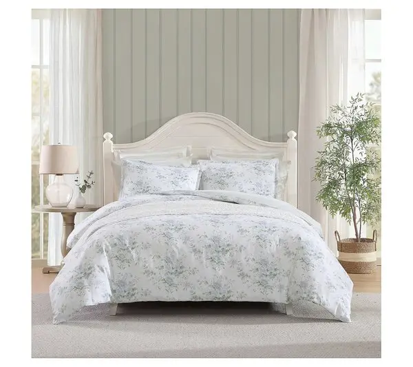 Laura Ashley Arundel Grey Full Queen Duvet Cover Set - One-color