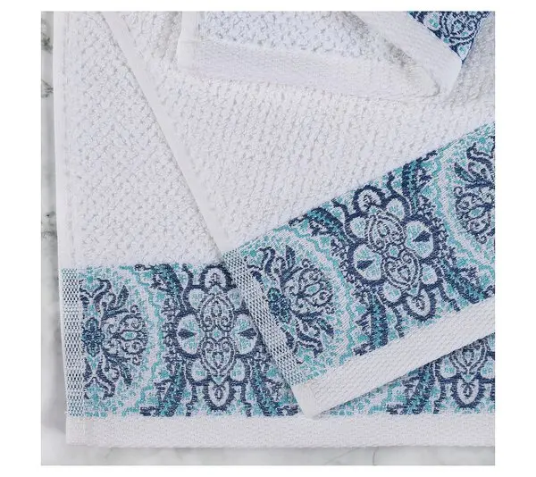 SUPERIOR 6 Piece Medallion Cotton Assorted Hand Towel Set