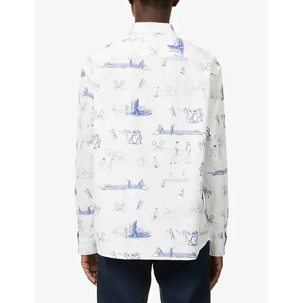 PALMES Printed Curved-hem Relaxed-fit Cotton-poplin Shirt