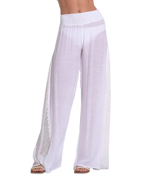 Elan Crochet Inset Swim Cover-up Pants - White