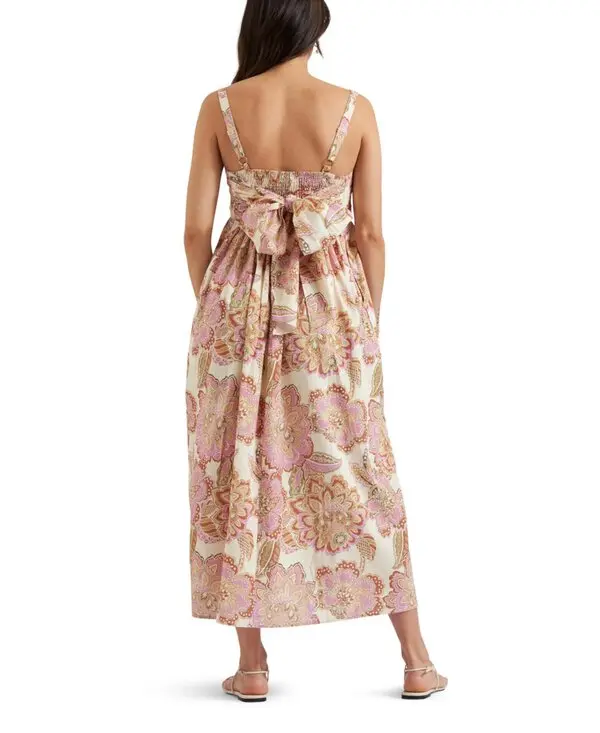 RIPE MATERNITY Hope Tie Back Linen Dress - Beige