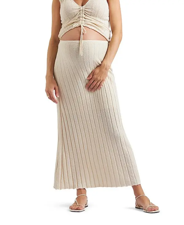 RIPE MATERNITY Charli Rib Skirt - Beige