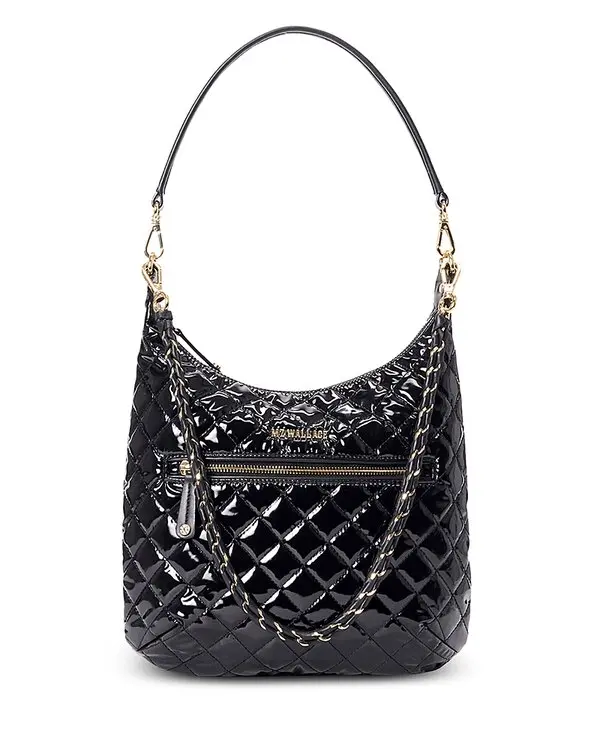 Mz Wallace Crosby Sienna Hobo Bag - Black Lacquer/light Gold