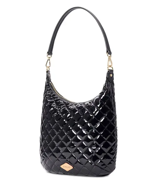 Mz Wallace Crosby Sienna Hobo Bag - Black Lacquer/light Gold