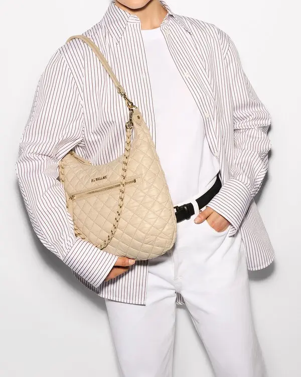Mz Wallace Crosby Sienna Hobo Bag - Buff/light Gold