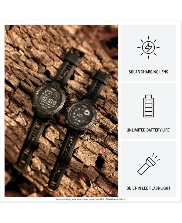 GARMIN Instinct 3 50mm Amoled Smartwatch - Black/charcoal