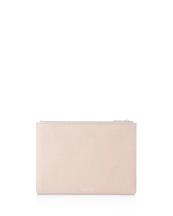 Whistles Matte Croc-embossed Leather Clutch