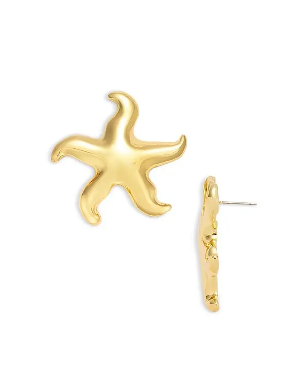 Aqua Star Drop Earrings - Gold
