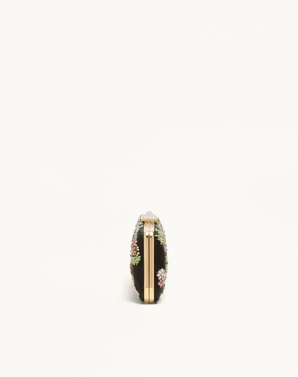 Valentino Garavani Carry Secrets Satin Minaudiere With Floral Embroidery
