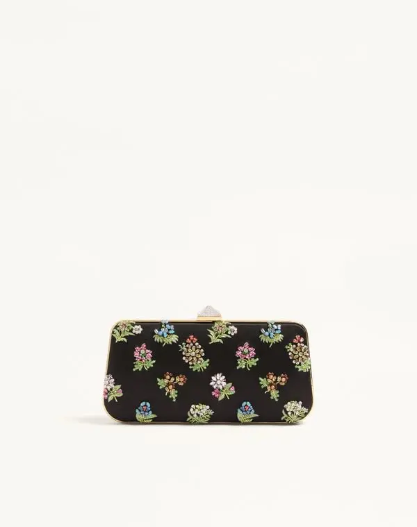 Valentino Garavani Carry Secrets Satin Minaudiere With Floral Embroidery