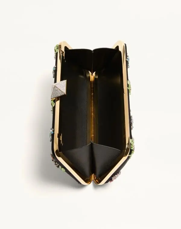 Valentino Garavani Carry Secrets Satin Minaudiere With Floral Embroidery