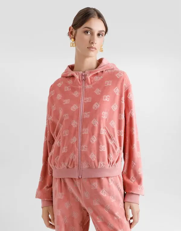 Dolce & Gabbana Chenille Jacquard Hoodie With Dg Logo