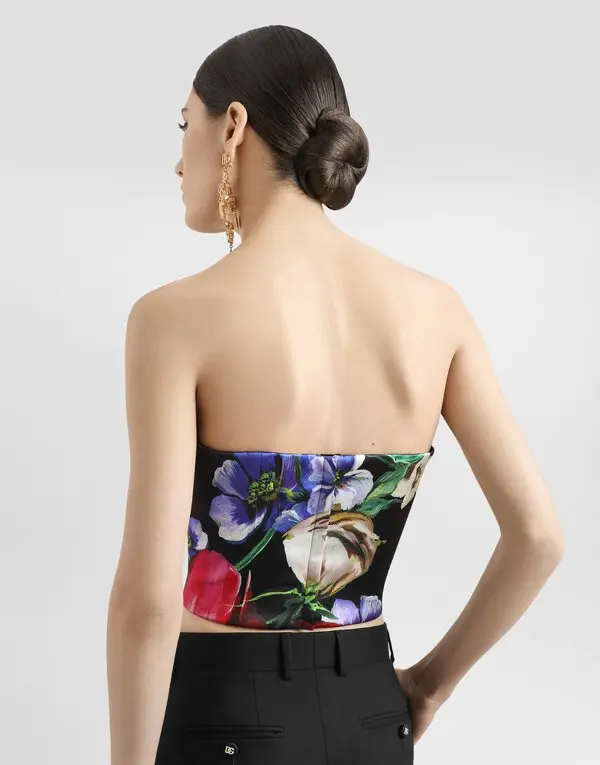 Dolce & Gabbana Floral Satin Corset Top - Print