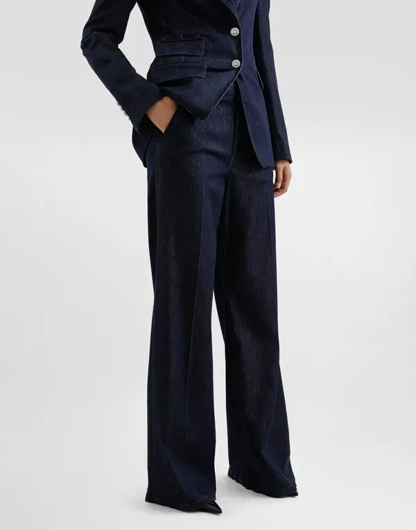 Dolce & Gabbana Denim And Silk Palazzo Pants