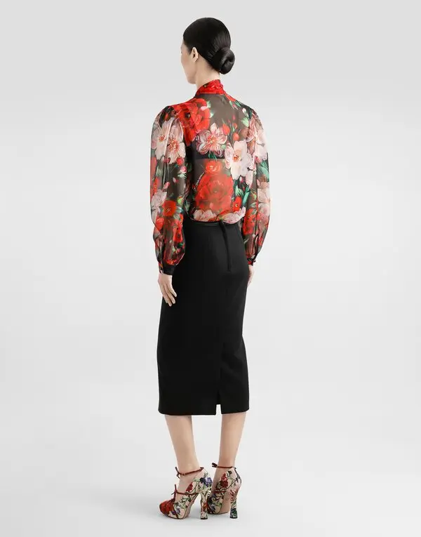 Dolce & Gabbana Floral Chiffon Pussy-bow Shirt - Print