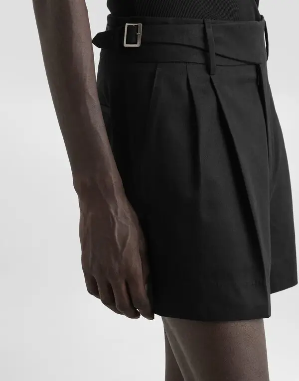 Dolce & Gabbana Cotton Gabardine Shorts With Double Darts - Black