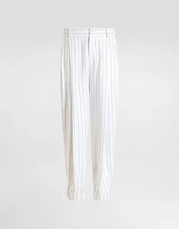 Dolce & Gabbana Pinstripe Linen-blend Trousers - Multicolor