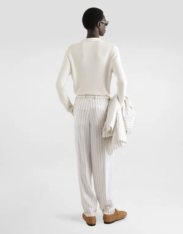 Dolce & Gabbana Pinstripe Linen-blend Trousers - Multicolor