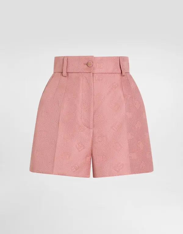 Dolce & Gabbana Quilted Jacquard Shorts With Dg Logo - Pink