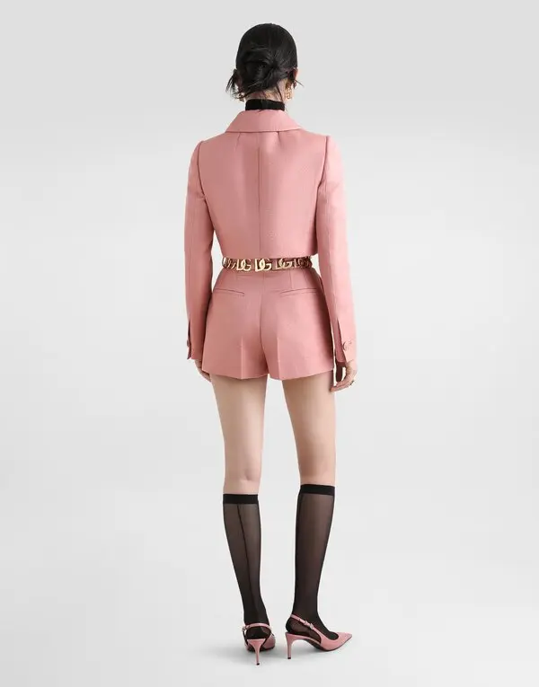 Dolce & Gabbana Quilted Jacquard Jacket With Dg Logo - Pink
