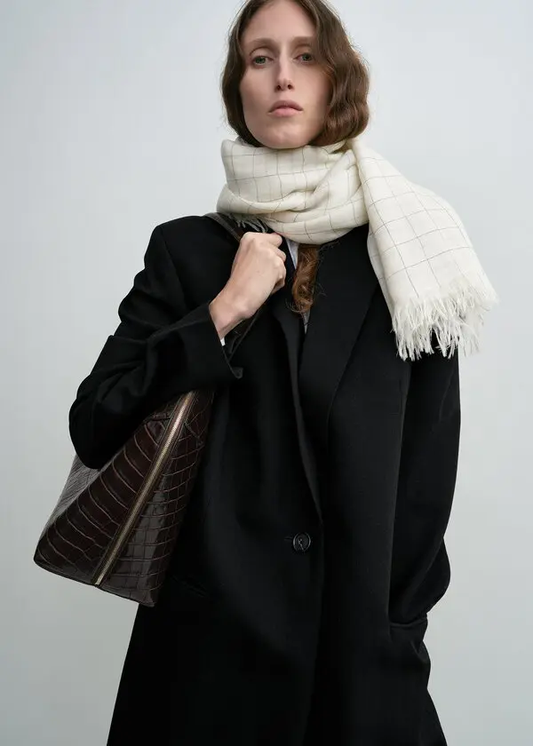 TOTEME Checked Light Wool Scarf Ecru/black - Ecru,black
