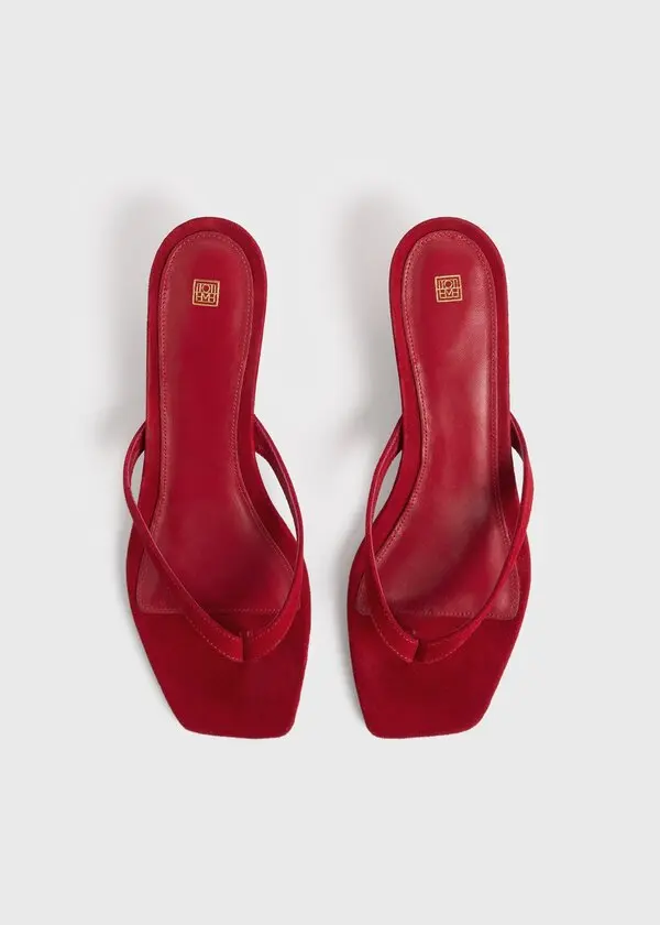TOTEME Suede Heeled Flip Flops