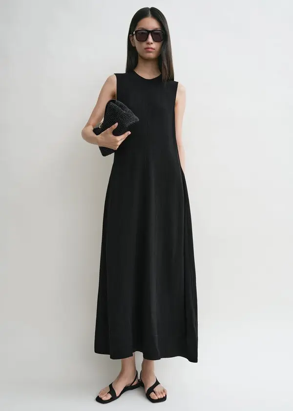 Toteme Sleeveless Cotton Midi Dress - Black | Editorialist