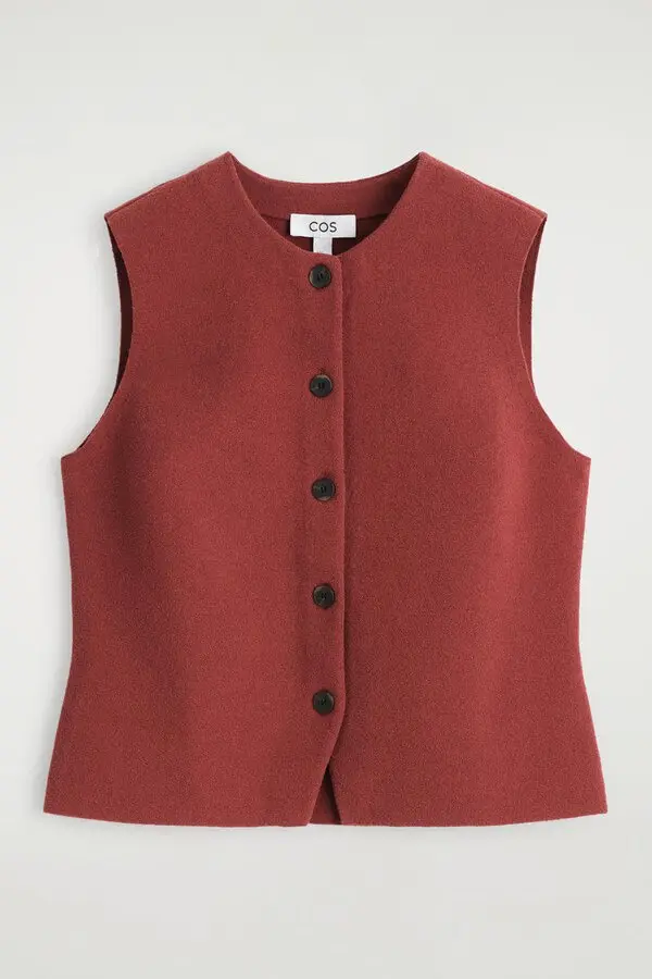 Cos Knitted Cotton Vest - Red