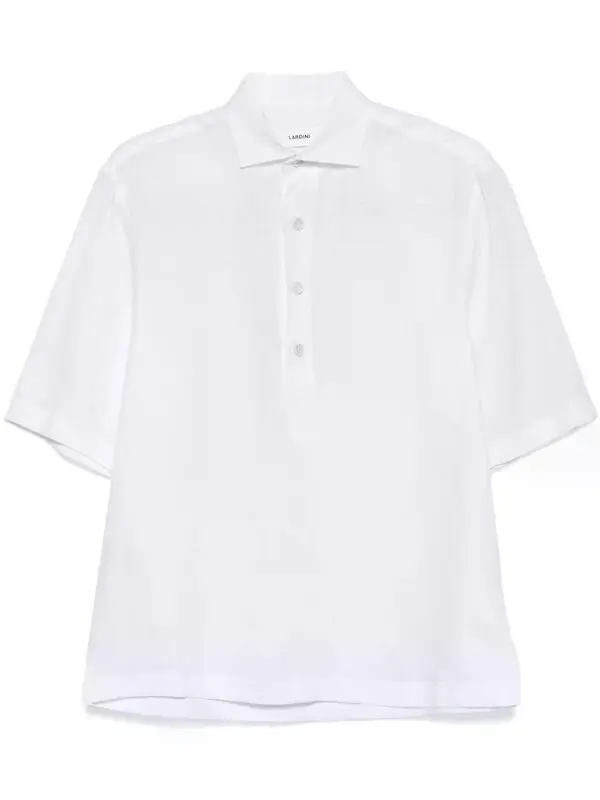 LARDINI Linen Polo Shirt - White