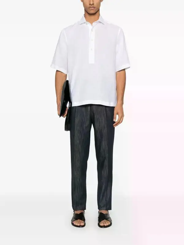 LARDINI Linen Polo Shirt - White