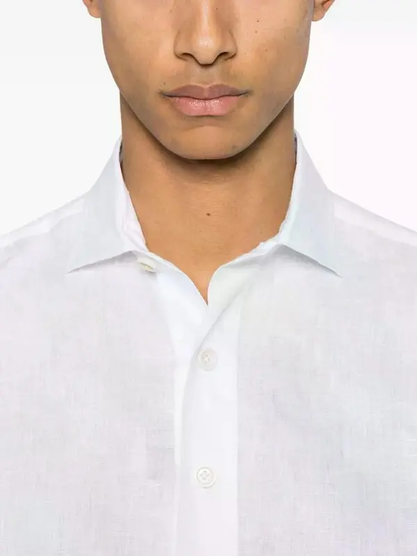 LARDINI Linen Polo Shirt - White